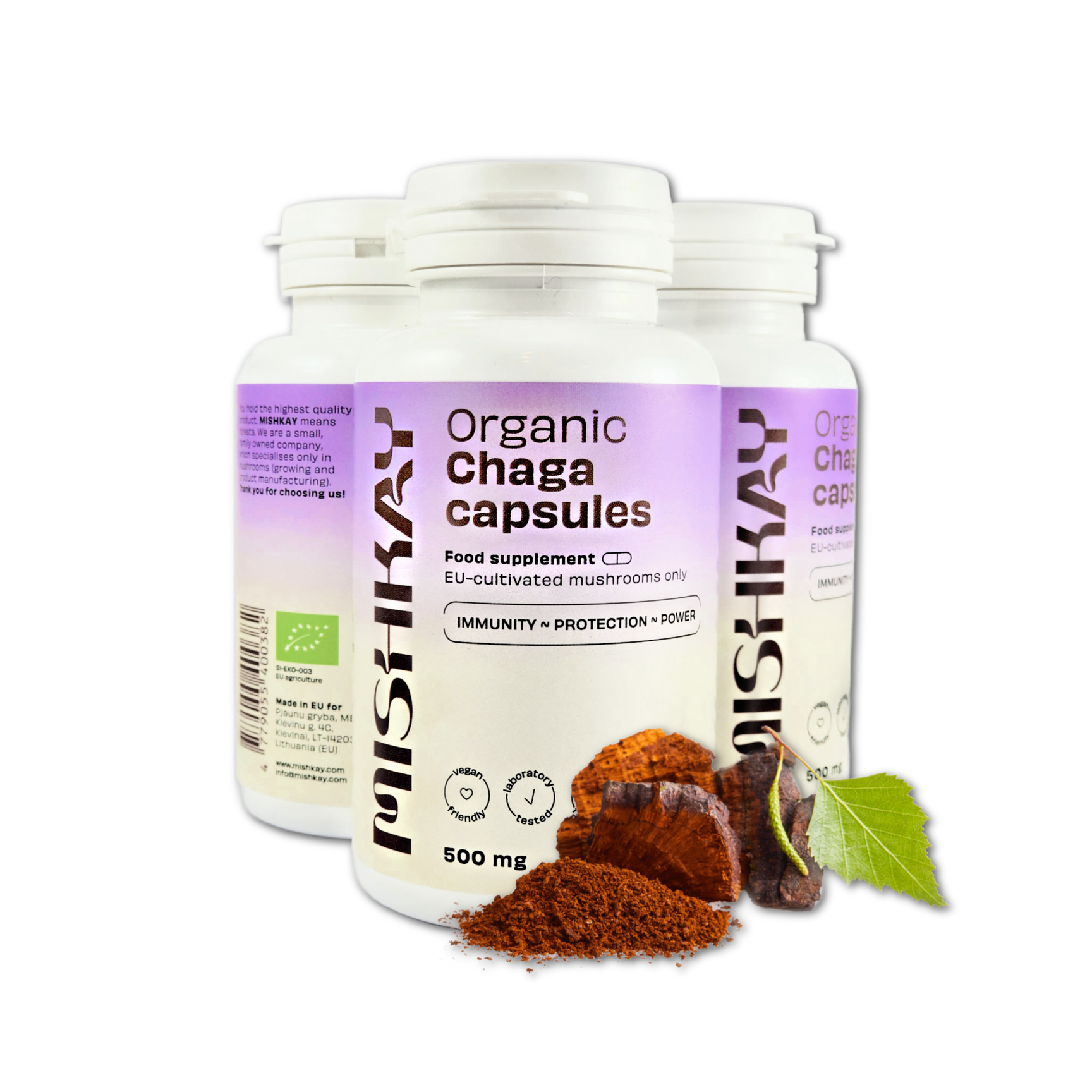 BIO Čaga kapsulės, juodasis beržo grybas - Pjaunu grybą | MISHKAY ...
